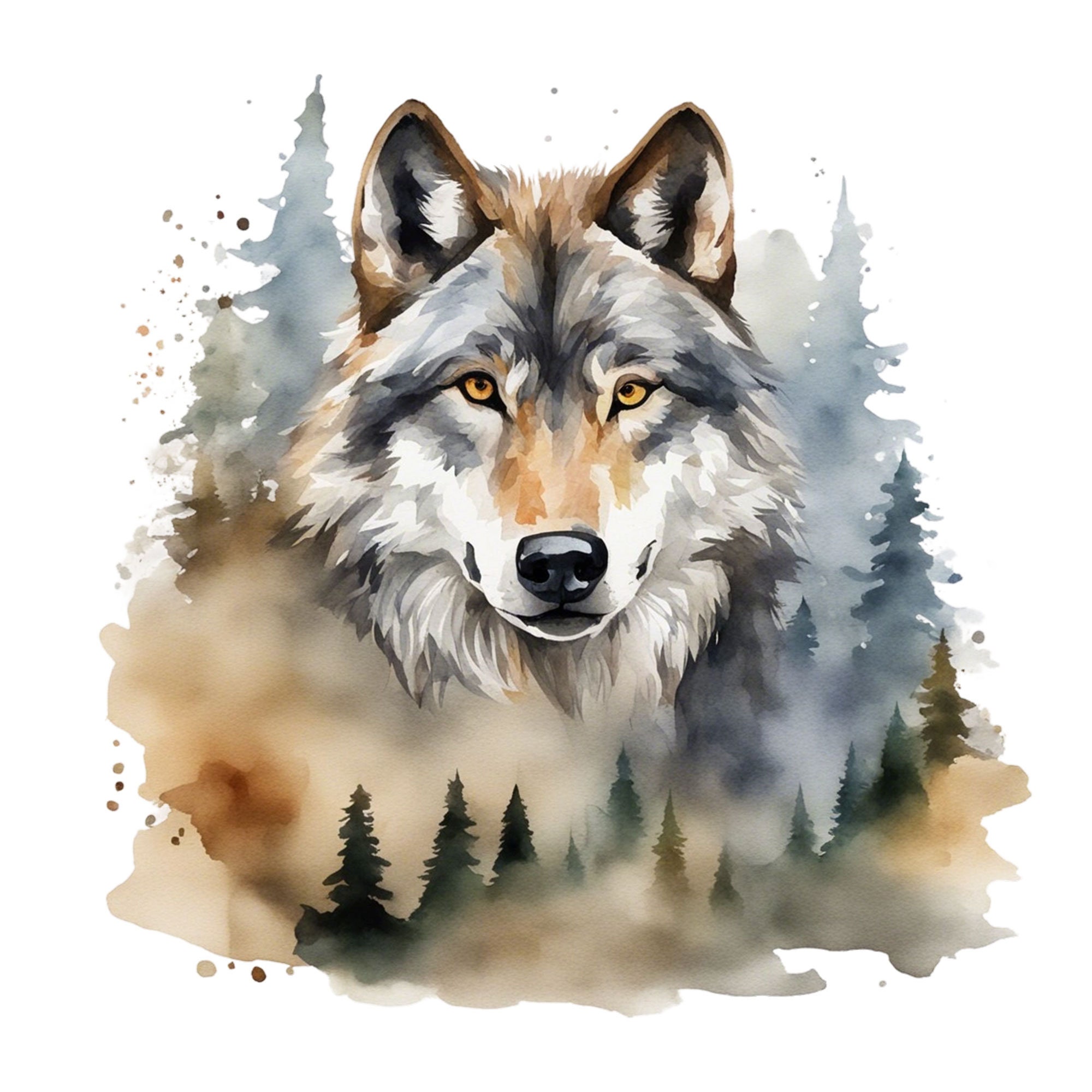 22 Wolves Watercolor Clipart SVG Bundle Watercolor Wolf - Etsy