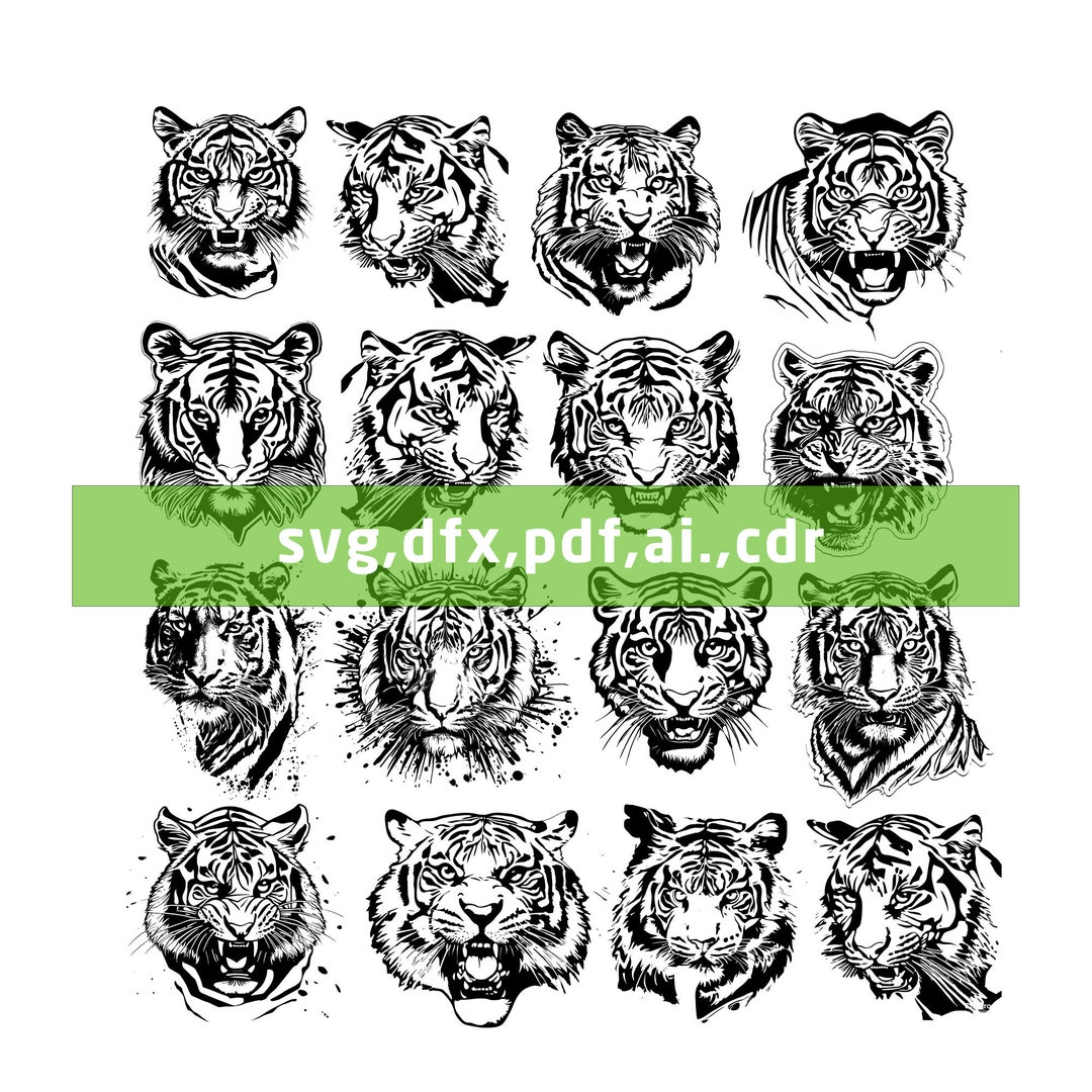 16 Tiger Bundle SVG Wild Tiger Svg Tiger Silhouette Tiger Svg for Cricut Tiger Clipart Vector ...