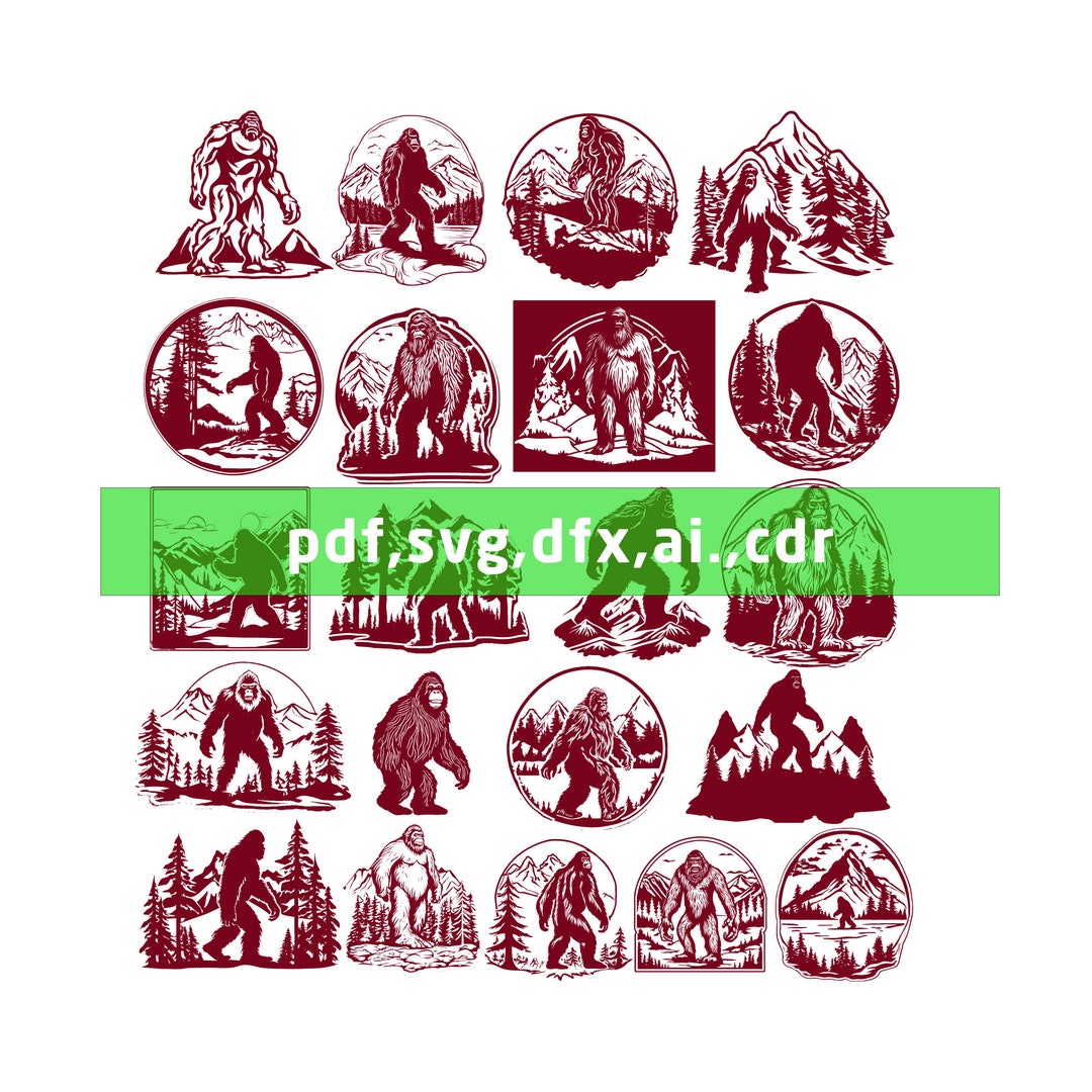 21 Big Foot Vector Clipart Bundle Svg Big Foot Head SVG L Svg ...