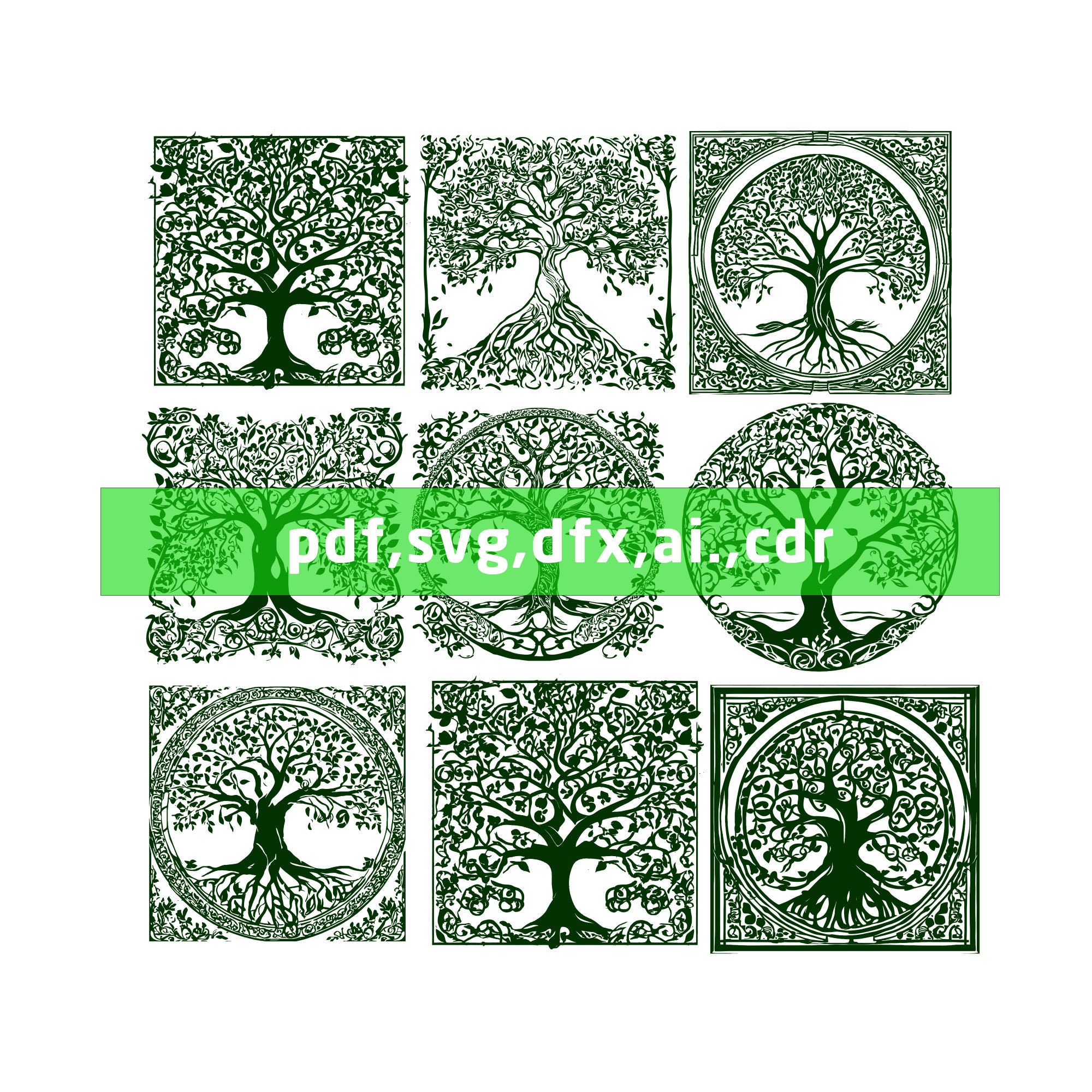 9 Tree of Life Vector Clipart Bundle Svg Tree of Life SVG L - Etsy