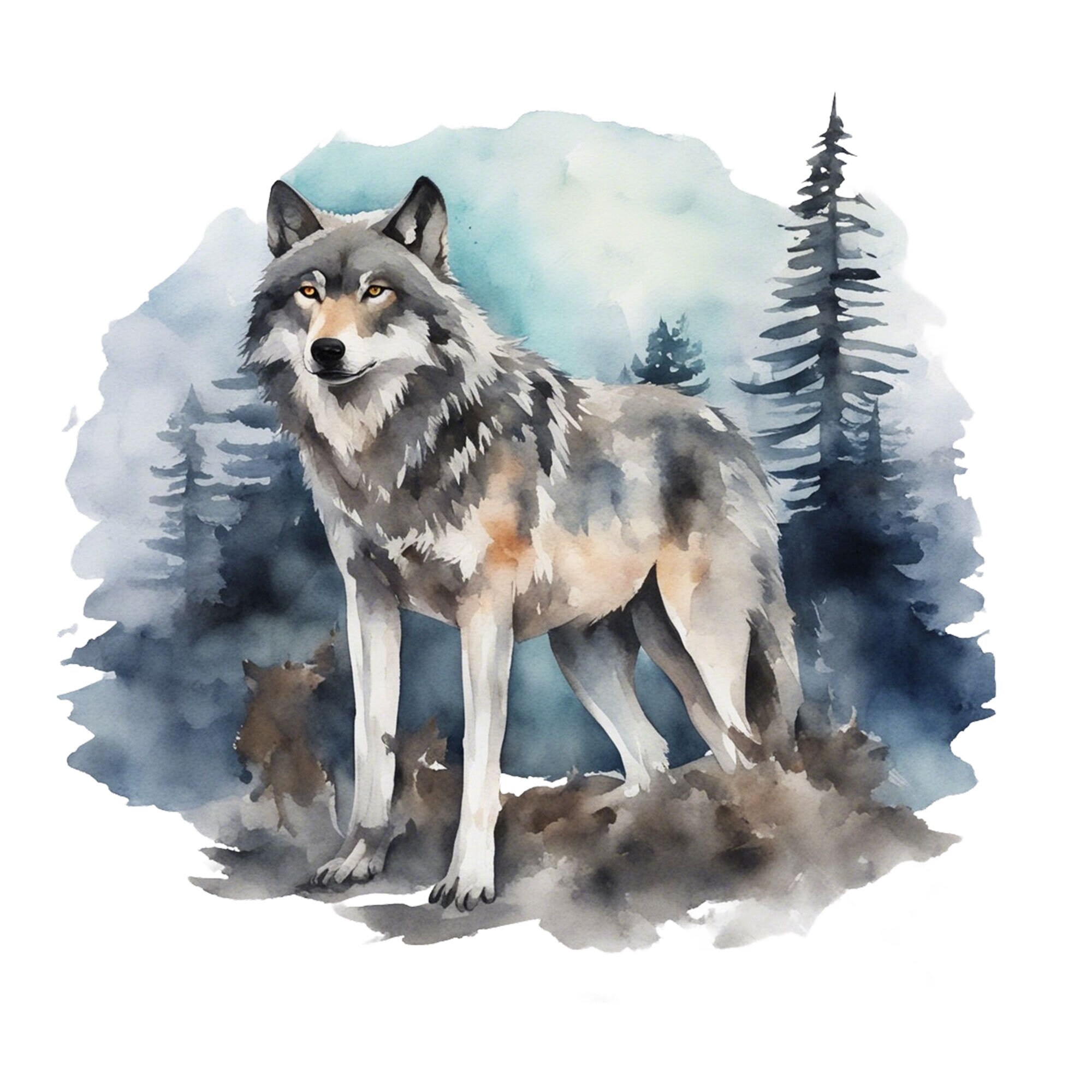 22 Wolves Watercolor Clipart SVG Bundle Watercolor Wolf - Etsy