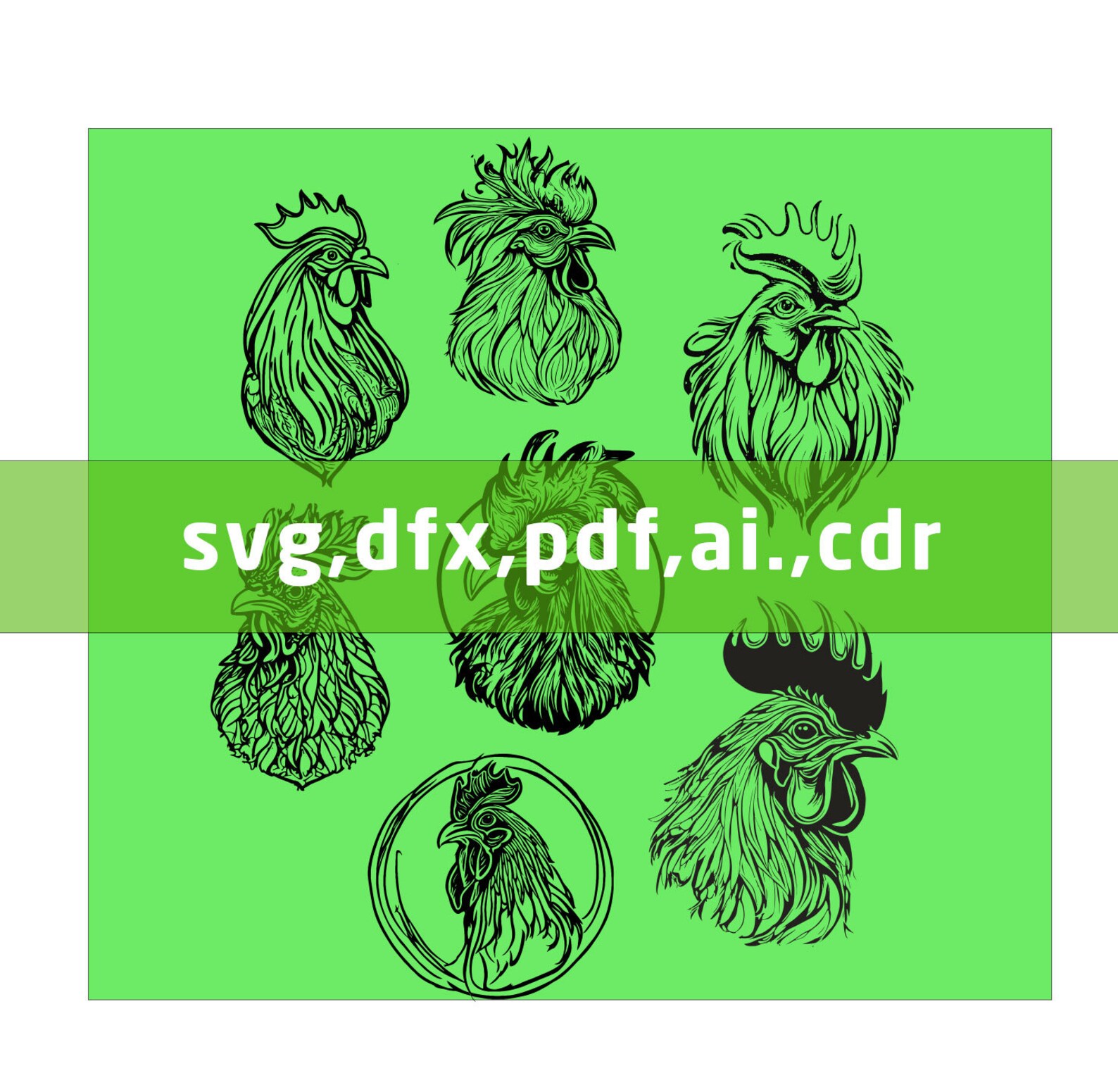Farm Rooster Head SVG L Farm Animal Svg Farm Rooster Svg Roster ...