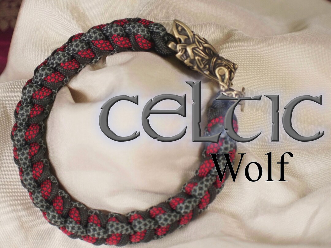 Handcrafted Celtic Mythology, Celtic Wolf Paracord Bracelet With Brass ...
