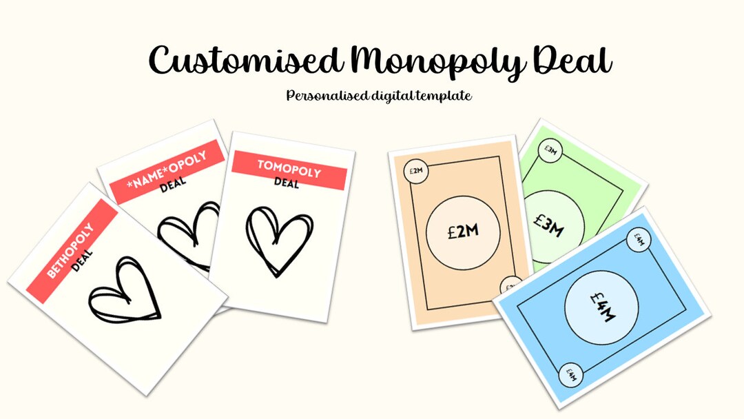 Customised/ Custom Monopoly Deal Template- *name*opoly Deal, Special ...