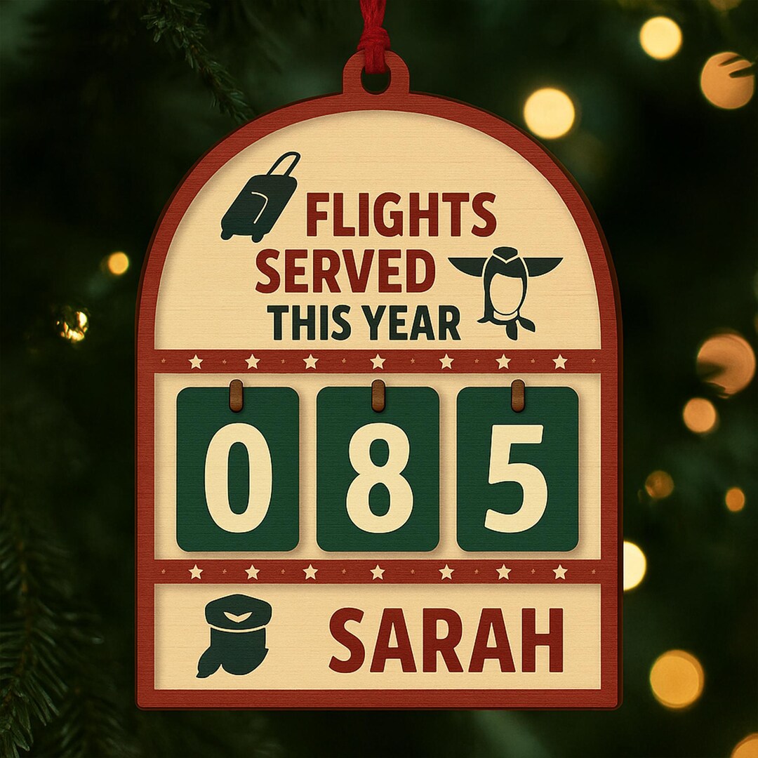 Personalized Flights Serviced This Year Flight Attendant Count Ornament ...