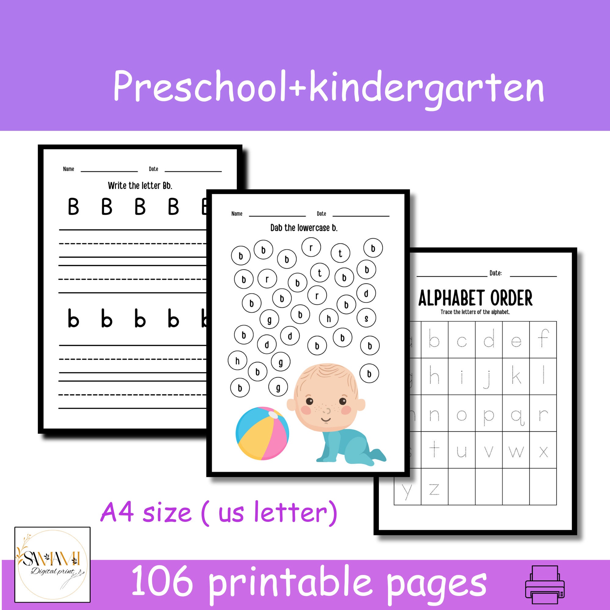 Alphabet Workbook Printable Pages Preschool Tracing Activity - Etsy