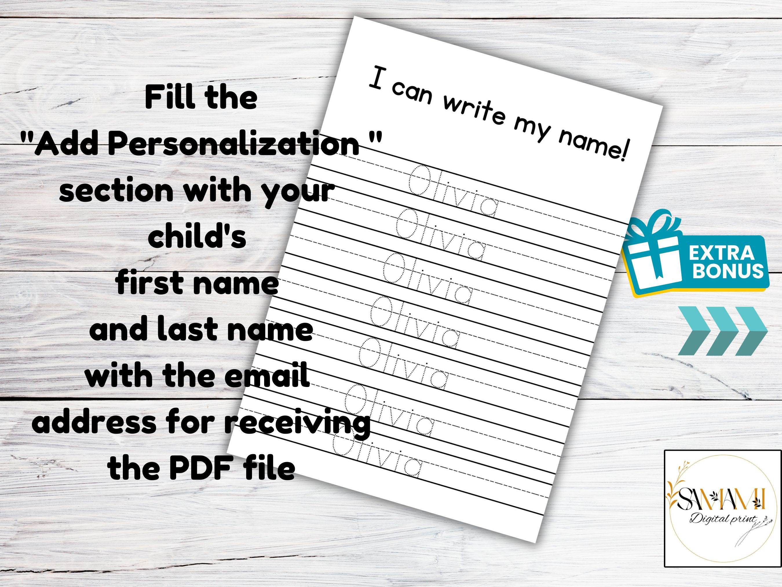 Custom Name Tracing Pages for Kids Name Writing Printable Handwriting ...