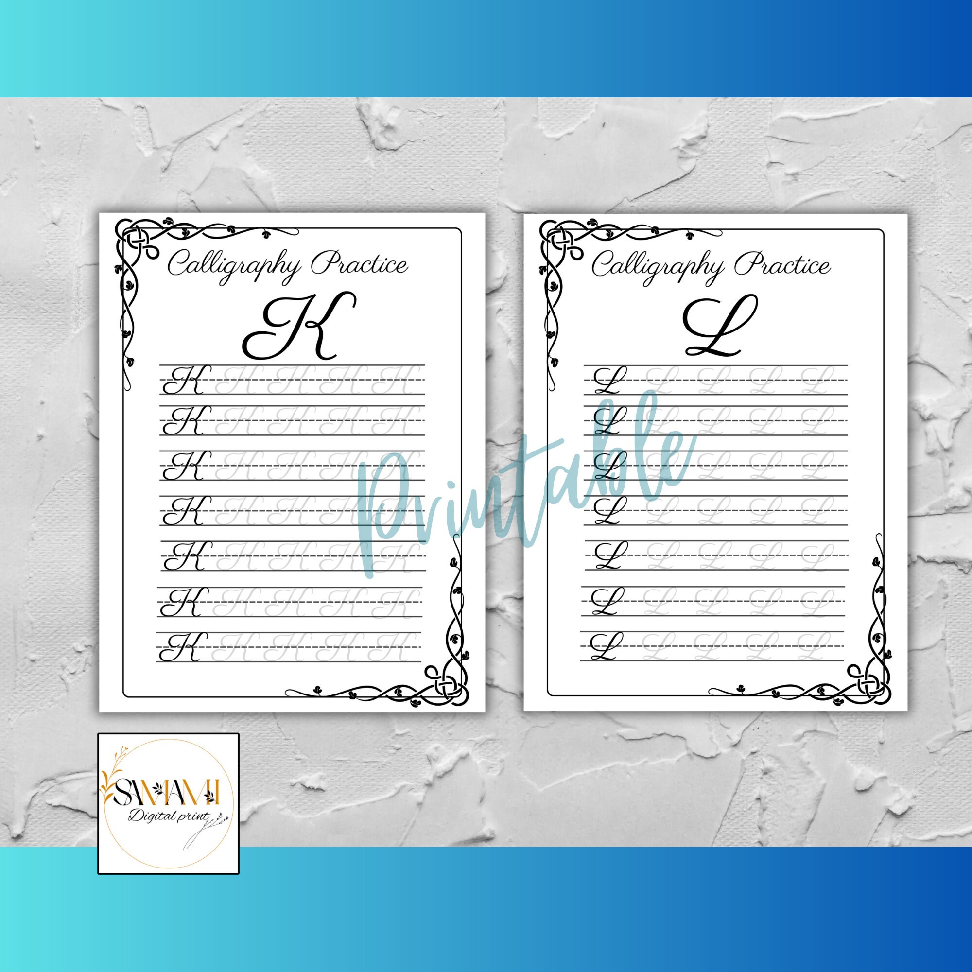 Calligraphy Practice Sheet Alphabet Modern Calligraphy Tracing - Etsy