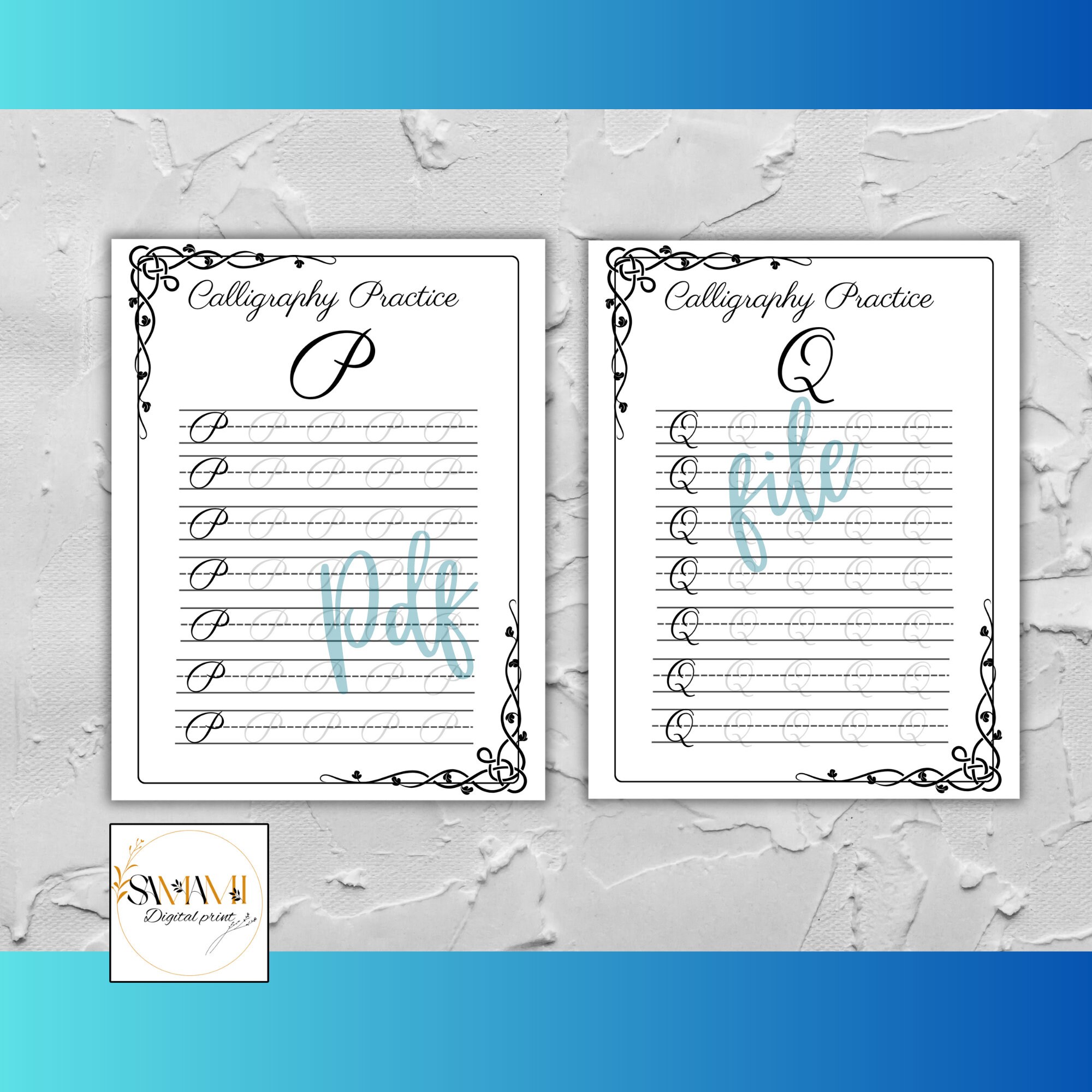 Calligraphy Practice Sheet Alphabet Modern Calligraphy Tracing - Etsy