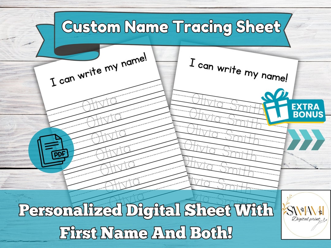 Custom Name Tracing Pages for Kids Name Writing Printable Handwriting ...