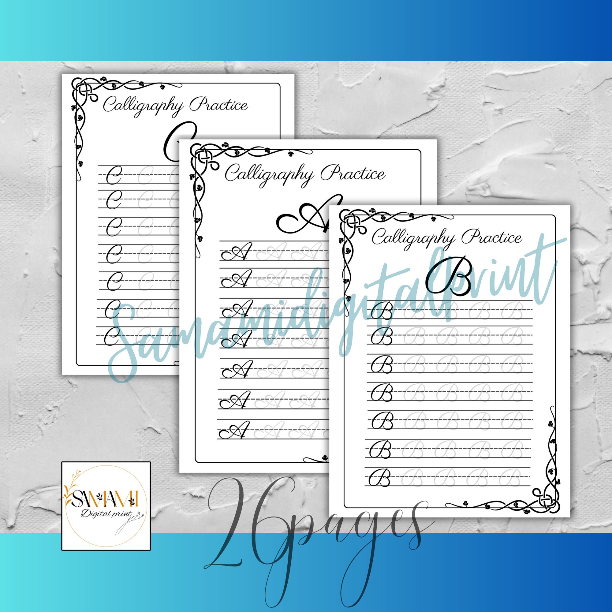 Calligraphy Practice Sheet Alphabet Modern Calligraphy Tracing - Etsy