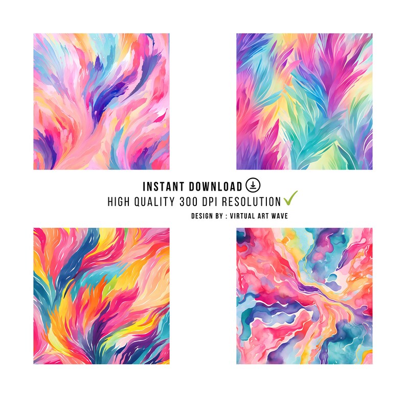8 Vibrant Watercolor Patterns , Light Color Patterns , Square ...