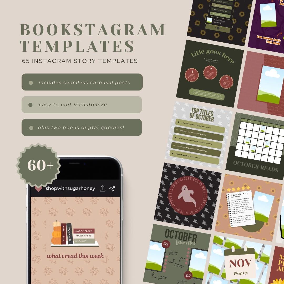 Autumn Bookstagram Canva Templates: Bookish Instagram Posts (digital ...