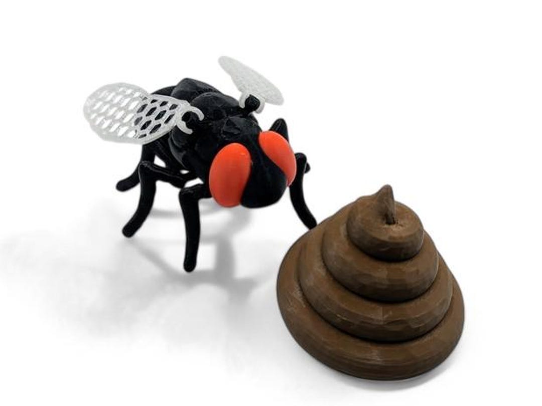 Articulated Realistic Fly - STL File for 3D Printing, Cute Fly on Poop ...