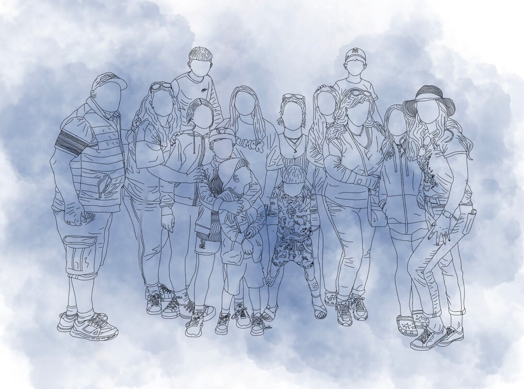 Custom Family Photo, Line Drawing - Etsy