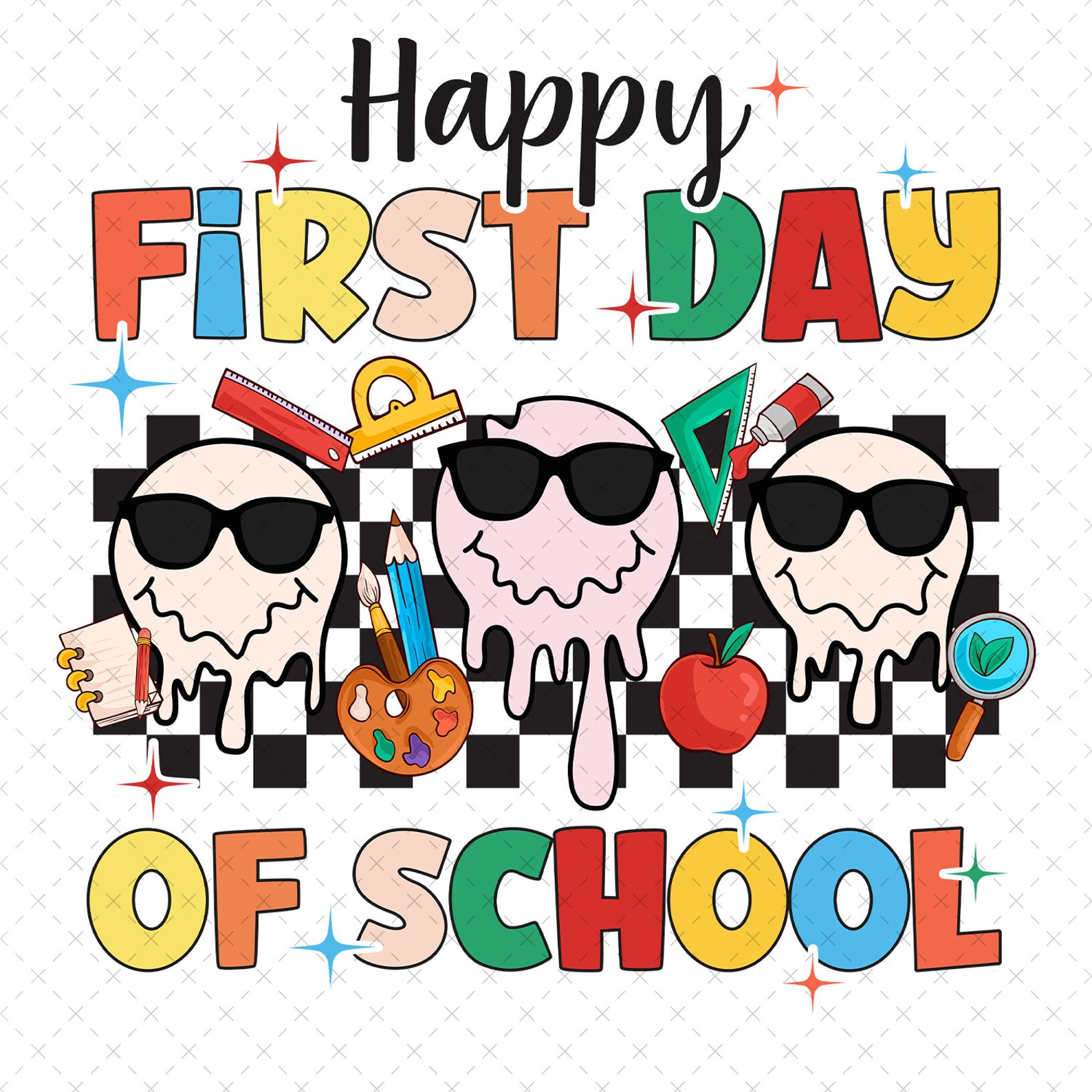 Happy First Day of School Smiley Back to School Png Teacher - Etsy