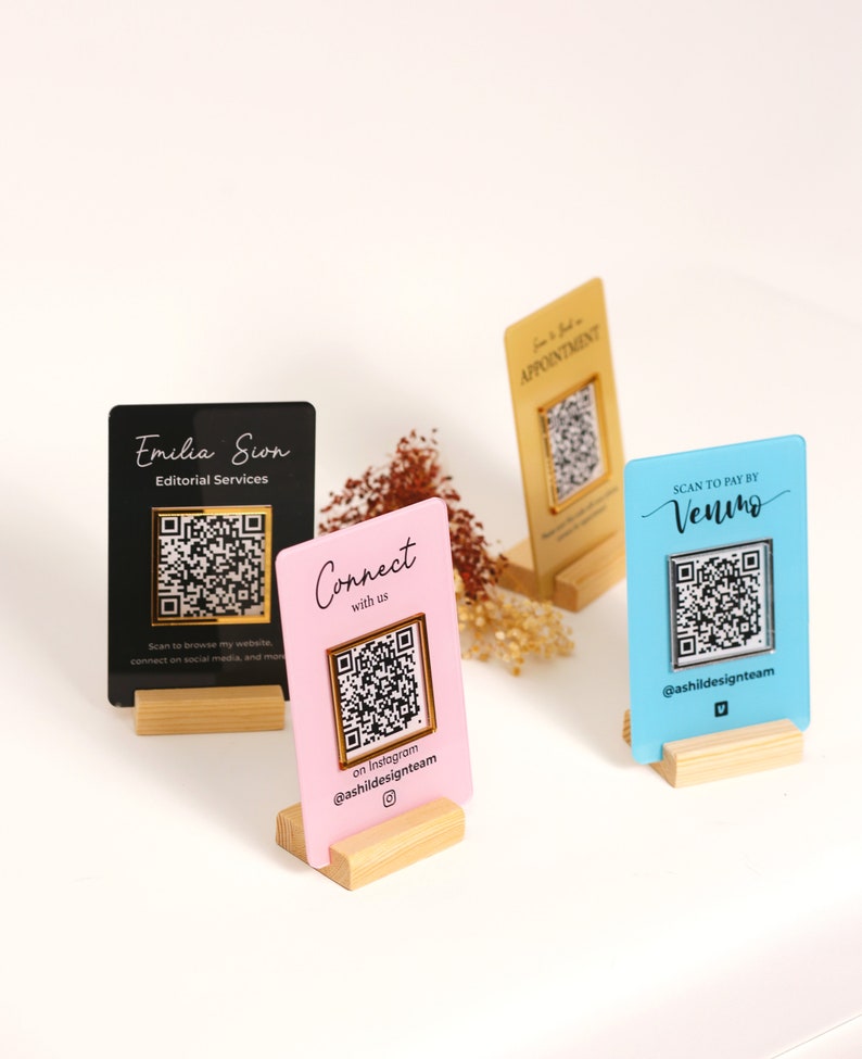 Custom Acrylic QR Code Business Sign | Social Media, Payment, Mt3 ...