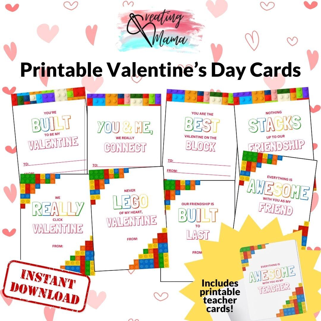 Building Blocks Valentine's Day Cards – Kids Classroom, Teacher Cards ...