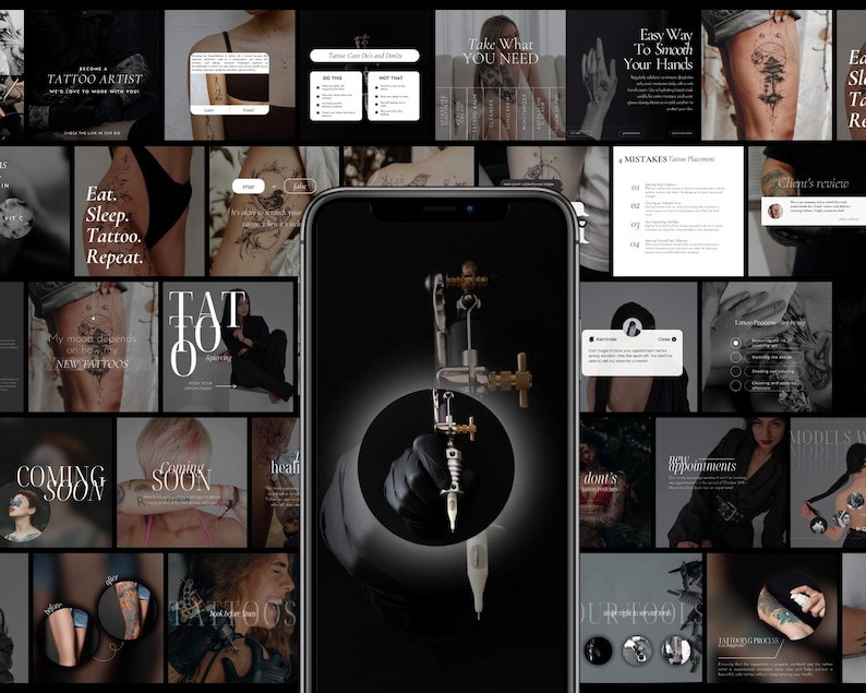 Tattoo Artist Instagram Templates | Tattoo Studio Stories Canva ...