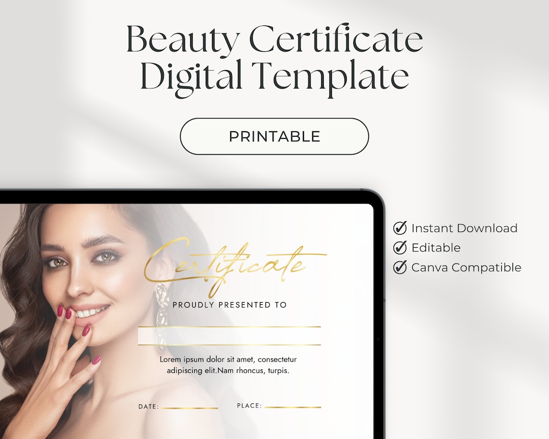 Beauty Course Certificate | Canva Certificate Template | Digital ...
