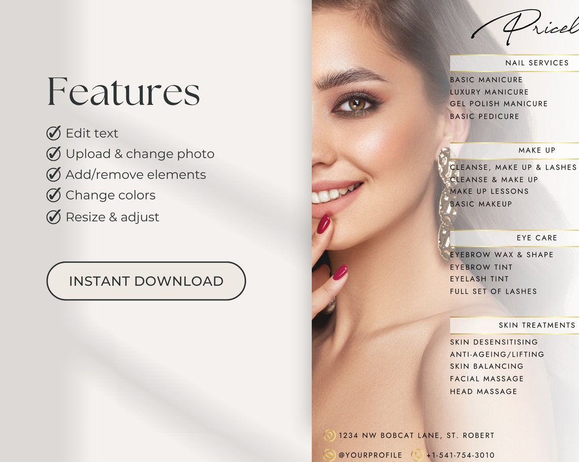 Editable Price List Template | Beauty Price List Template | Price List ...