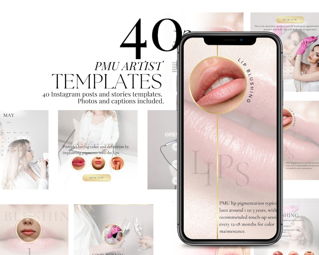 Permanent Instagram Template | PMU Instagram Template | Lip Blushing ...