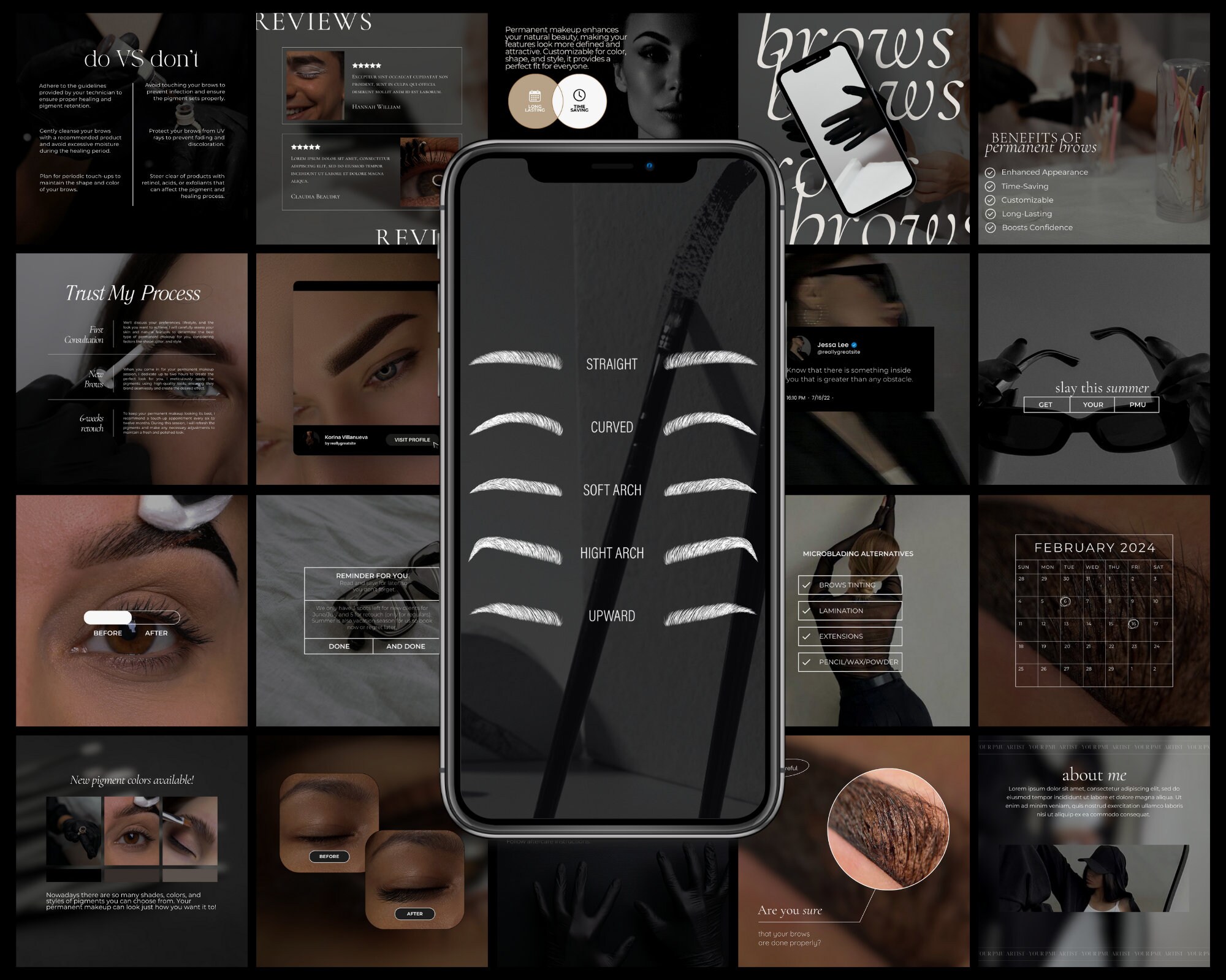 Permanent Instagram Template PMU Instagram Template Microblading ...