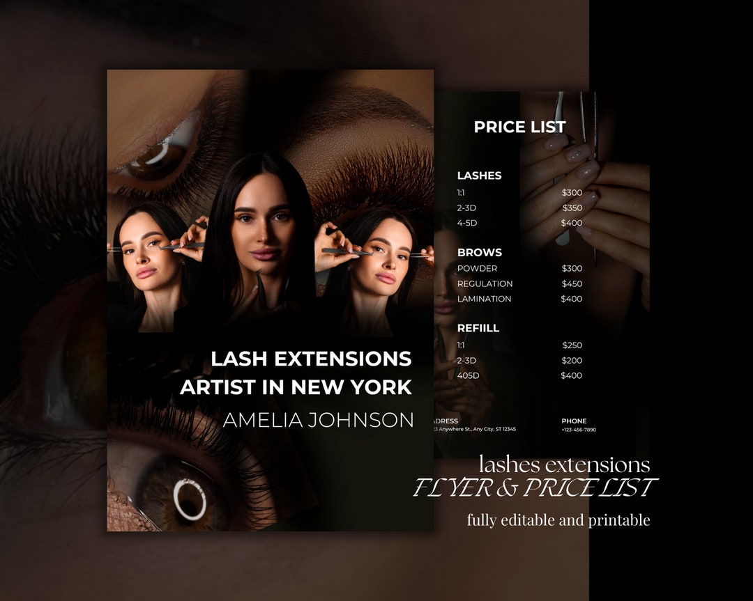 Lashes Digital Template | Lash Tech Canva Template | Lashes Flyer ...