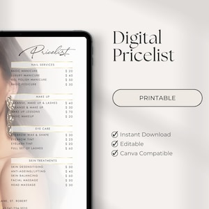 Editable Price List Template | Beauty Price List Template | Price List ...