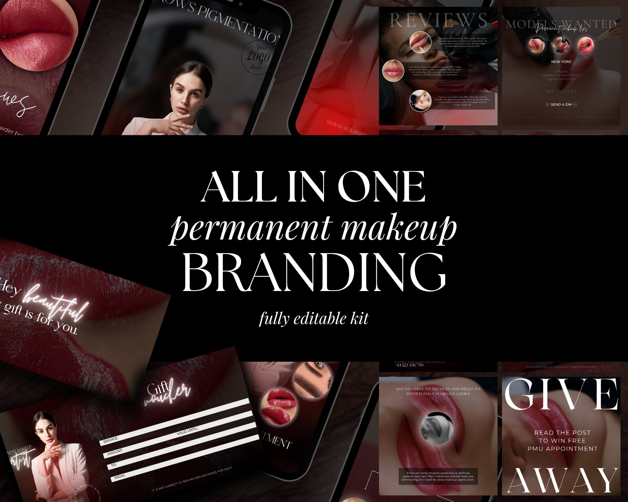 Permanent Instagram Template | PMU Instagram Template | Branding Kit ...