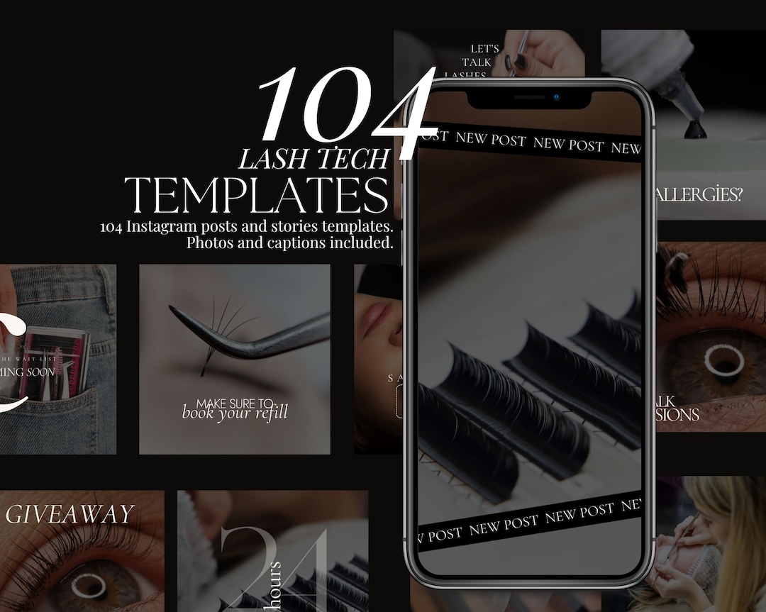 104 Lashes Instagram Template | Lash Tech Templates Posts | Lashes ...