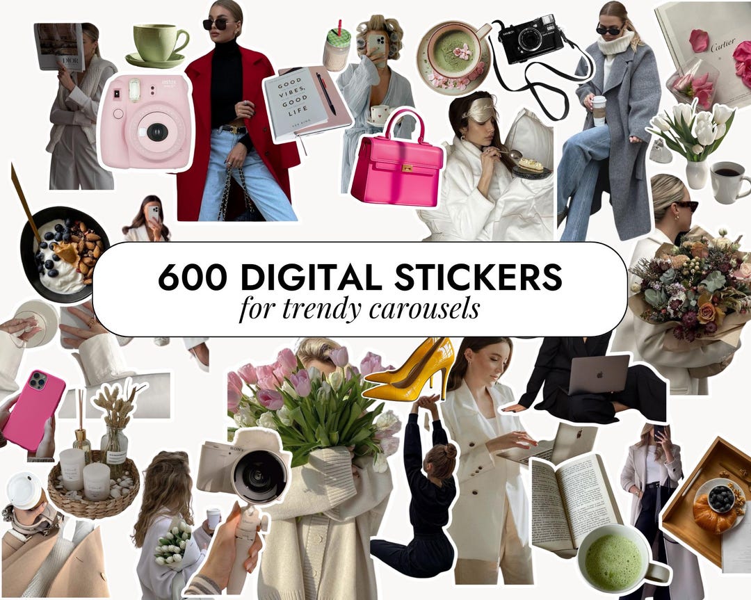 600 Digital Carousel Stickers | Viral Instagram Stickers | Trendy ...