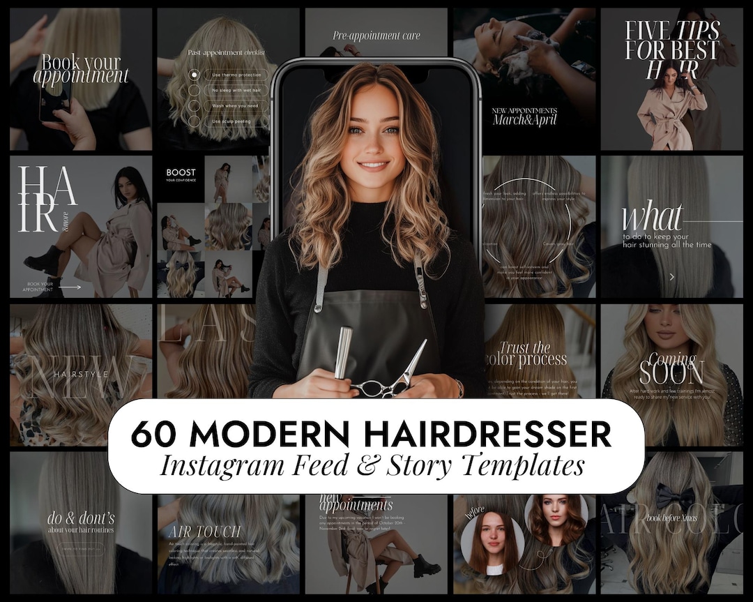 60 Hairdresser Instagram Templates | Hairdresser Canva | Hairstylist ...