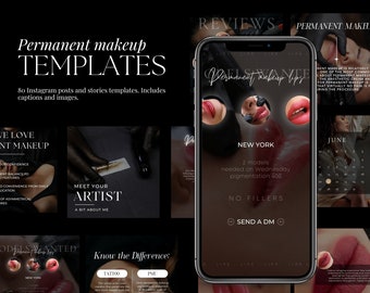 100 Permanent Makeup Instagram Post Templates Aesthetic - Etsy