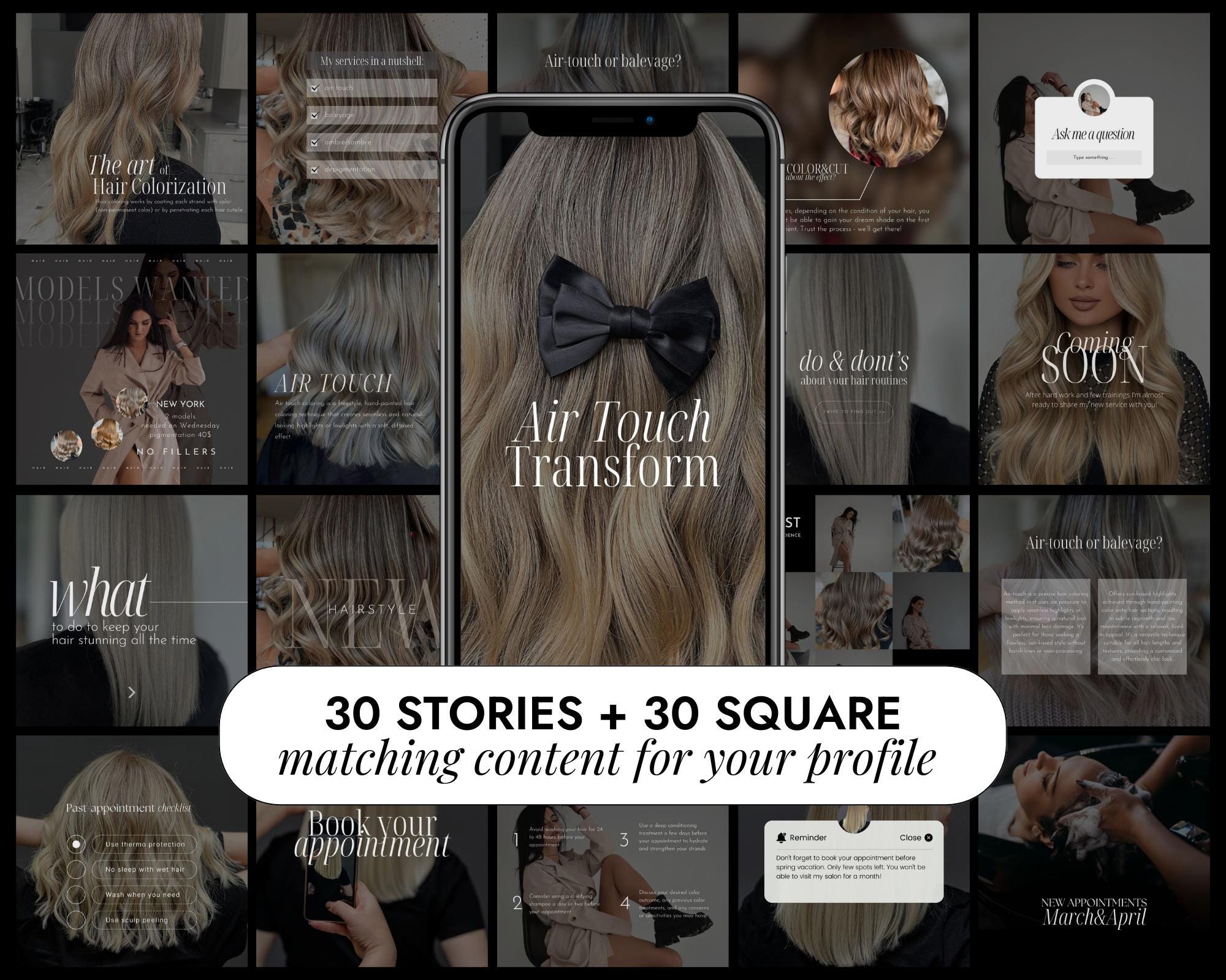 60 Hairdresser Instagram Templates | Hairdresser Canva | Hairstylist ...