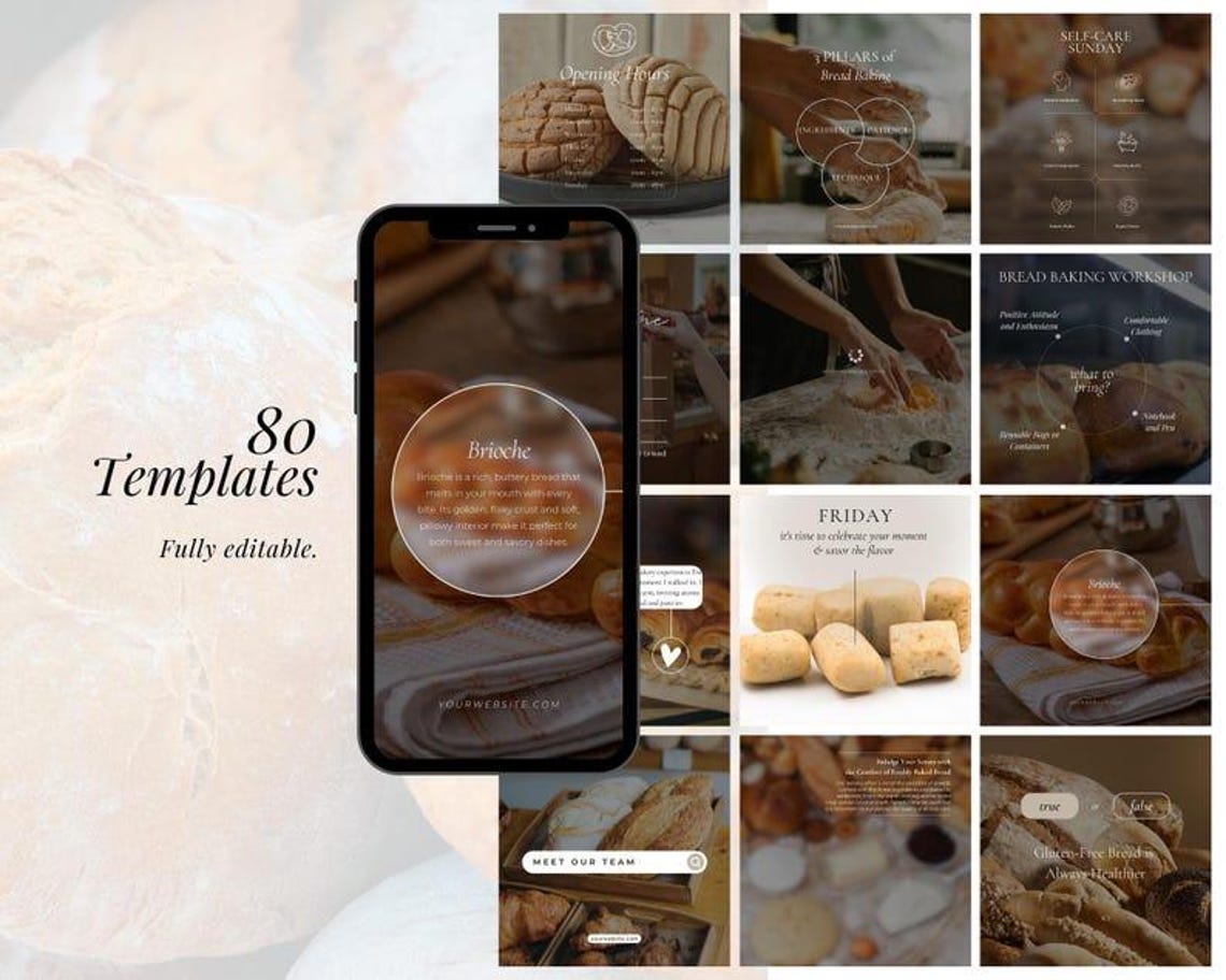 Bakery Templates Canva | Post Templates | Bread Baking Instagram ...
