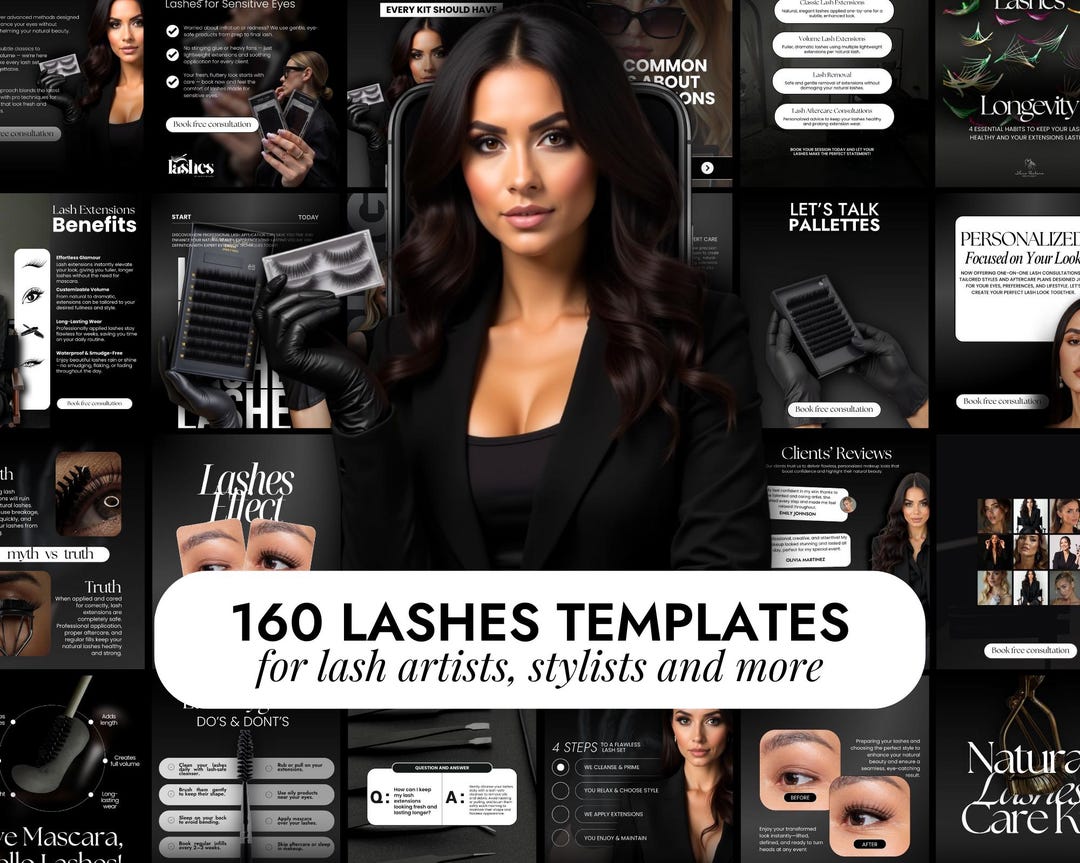 160 Modern Lashes Instagram Template | Lash Tech Templates Posts | Lash ...