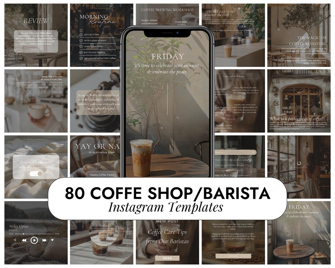 Coffee Shop Templates Canva | Barista Instagram Posts | Coffee Business ...