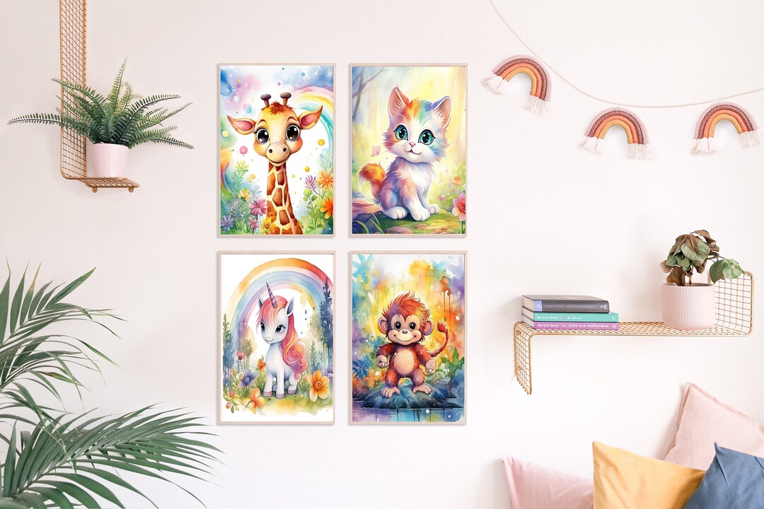 4-piece Poster Set, Digital Download, DIN A3 & A4, Wildlife, Children's ...