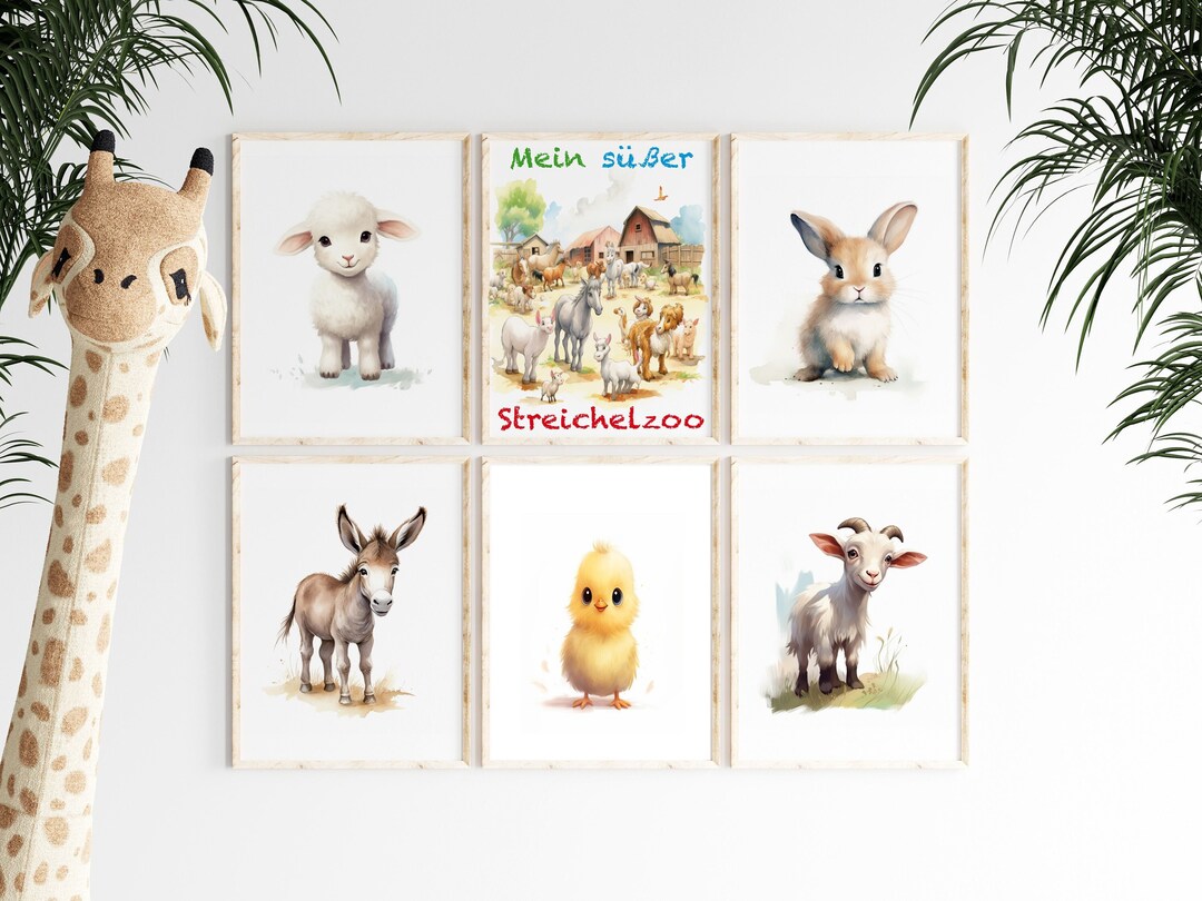 Set of 6 Posters, Zoo Animal Motifs, High-quality A4 Print, Children's ...