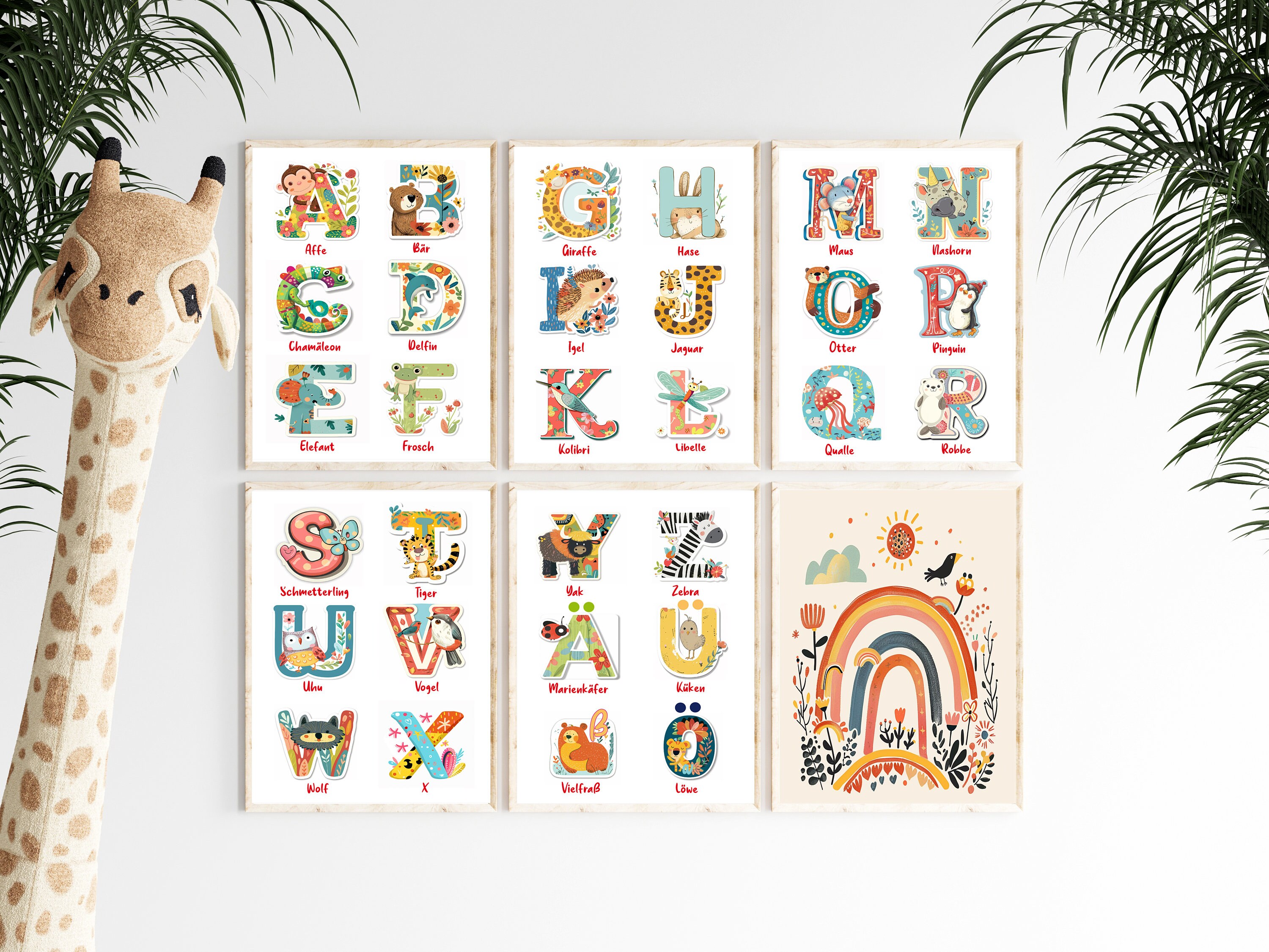 Set of 6 Posters Children's Picture abc Alphabet Picture Learn ABC ...
