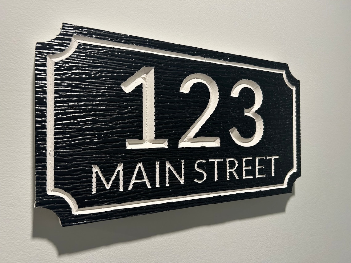Wood Grain PVC House Number Sign Address Plaque Street Sign Custom CNC ...