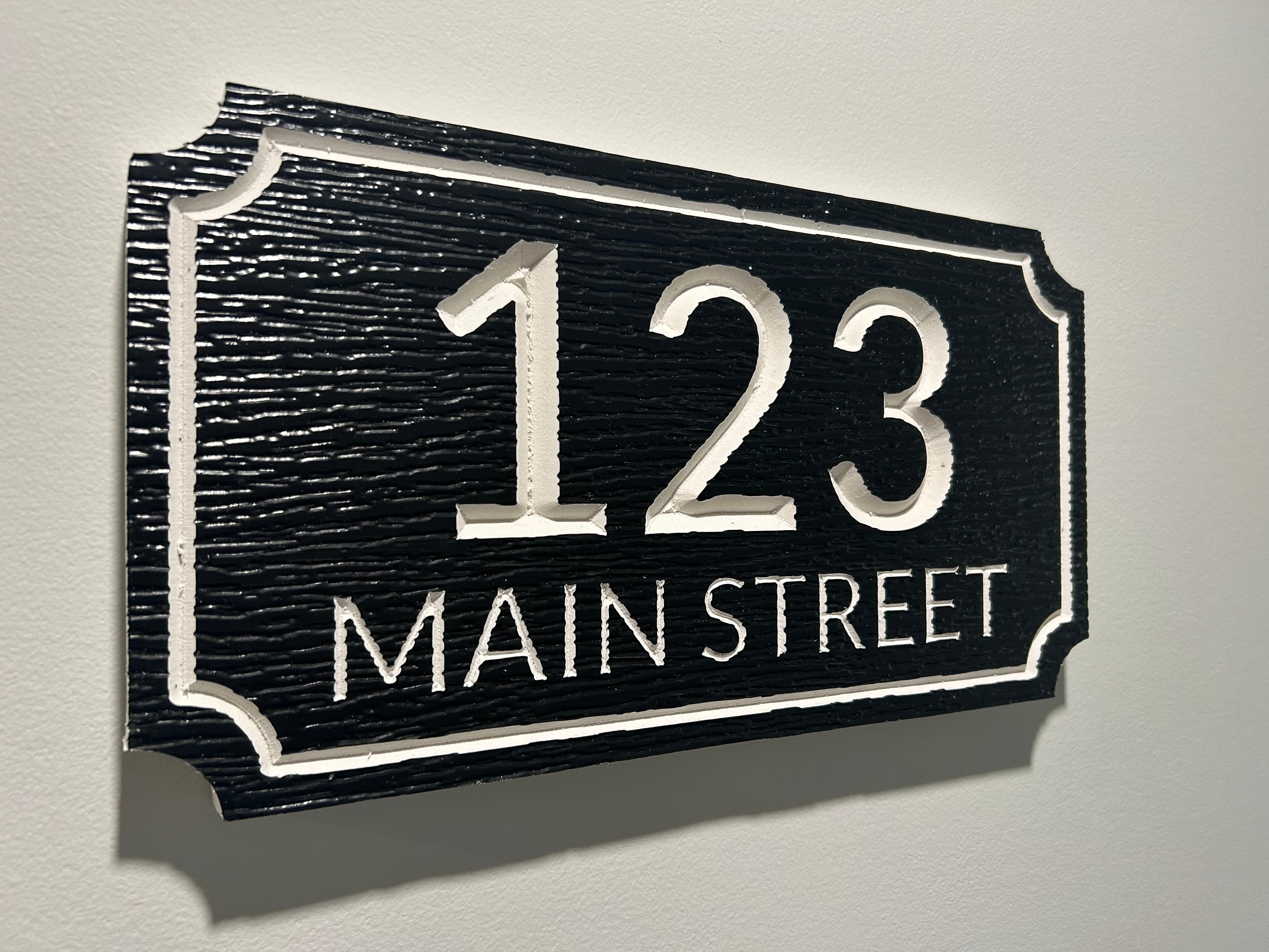 Wood Grain PVC House Number Sign Address Plaque Street Sign Custom CNC ...