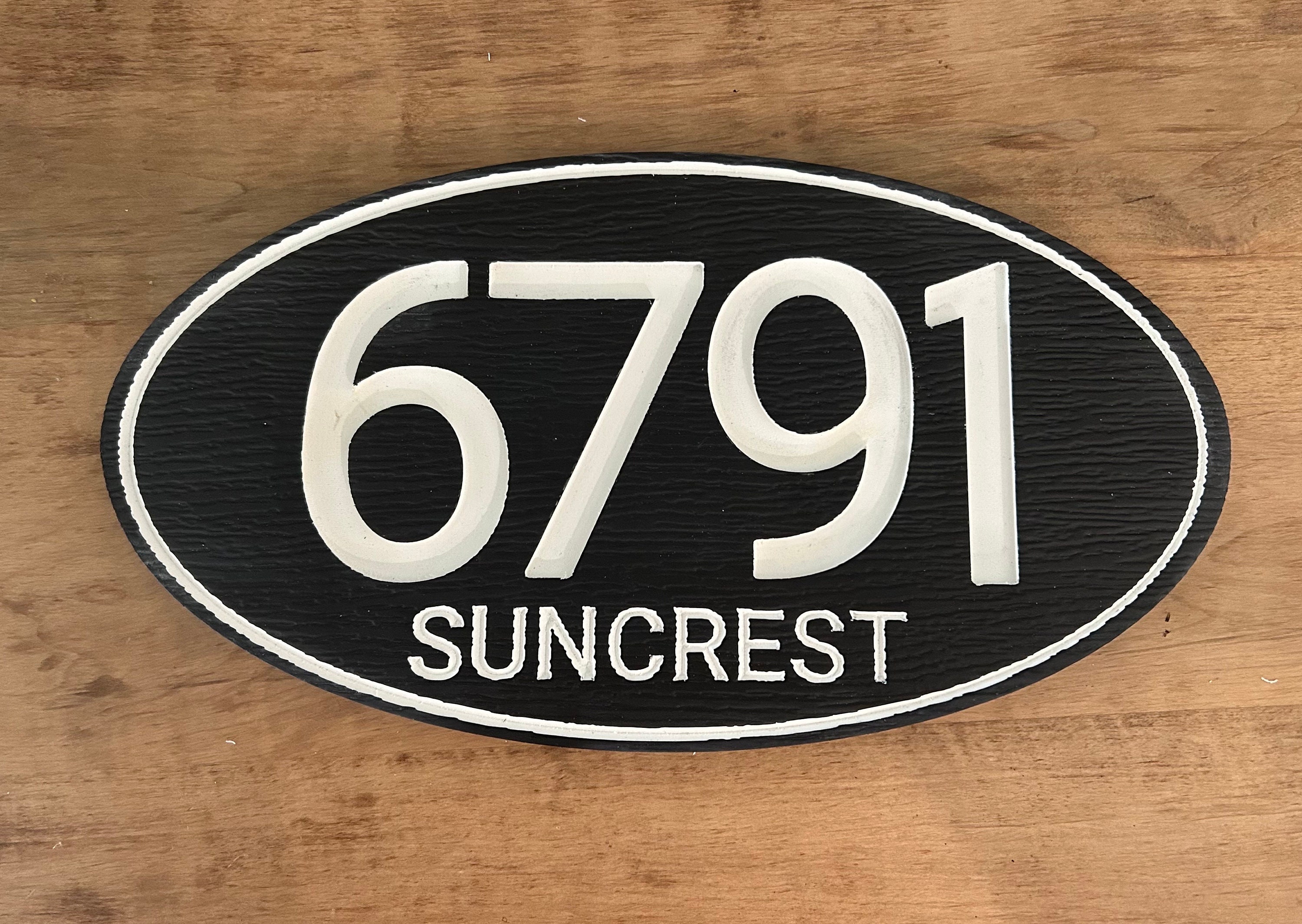Oval Wood Grain PVC House Number Sign Address Plaque Street Sign Custom ...
