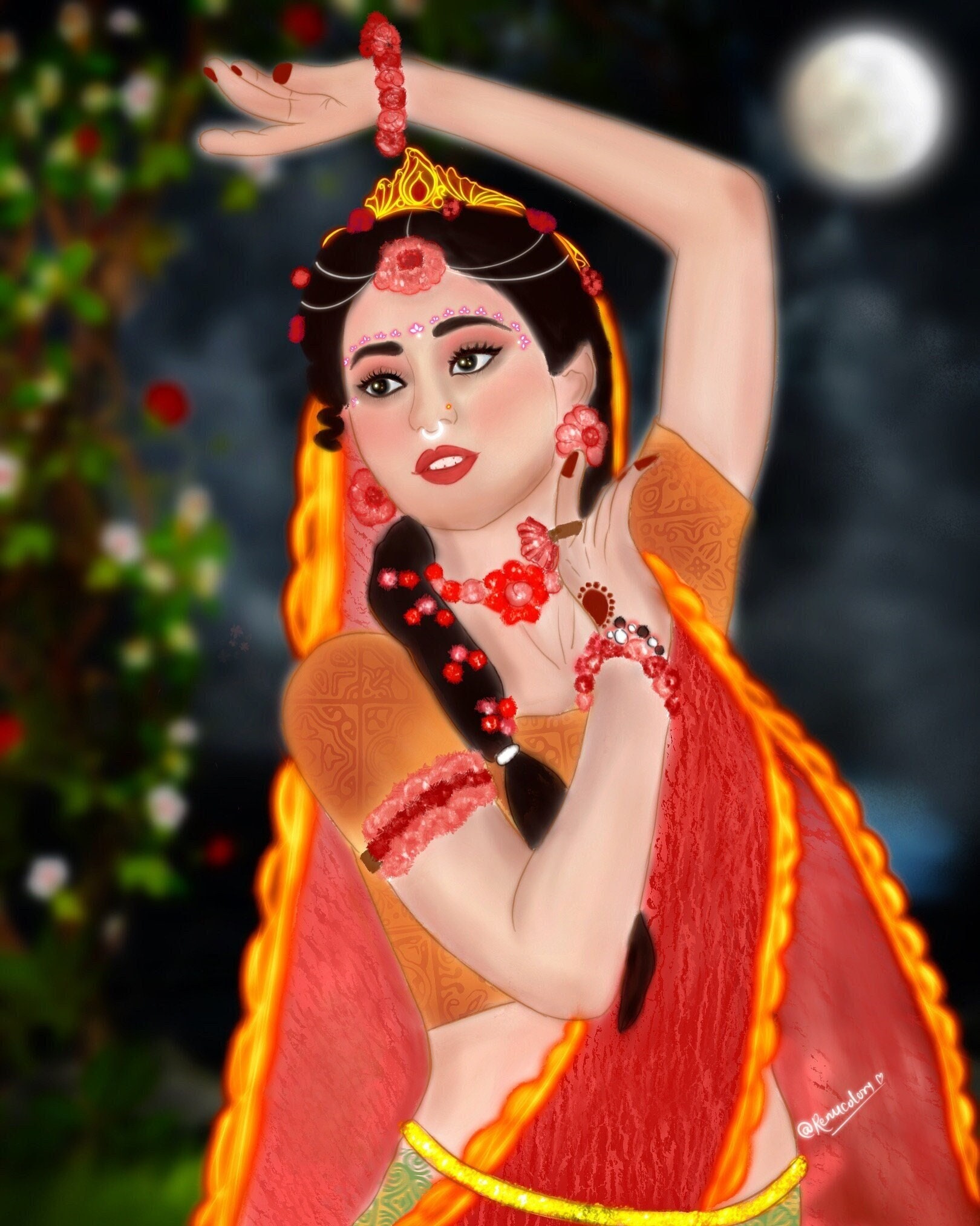 Dancing Radha in Full Moon Night, Printable Digital Art - Etsy