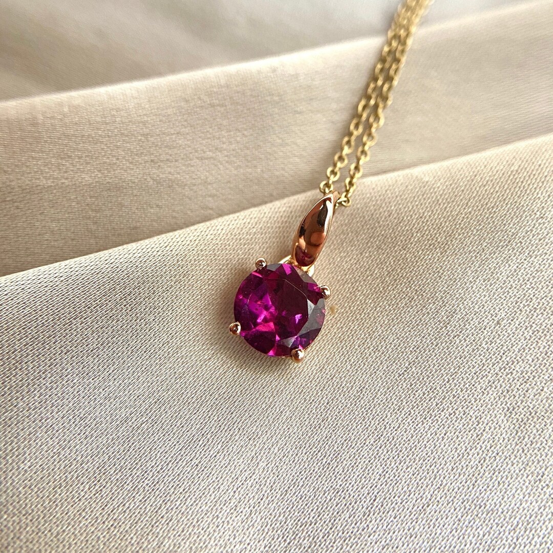 Raspberry Rhodolite Garnet Charm, 14K Solid Rose Gold Rhodolite Charm ...