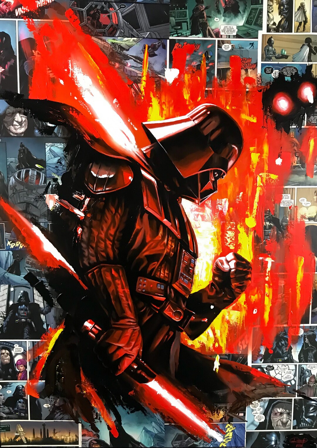 Star Wars Darth Vader Painting ORIGINAL Custom Frame - Etsy