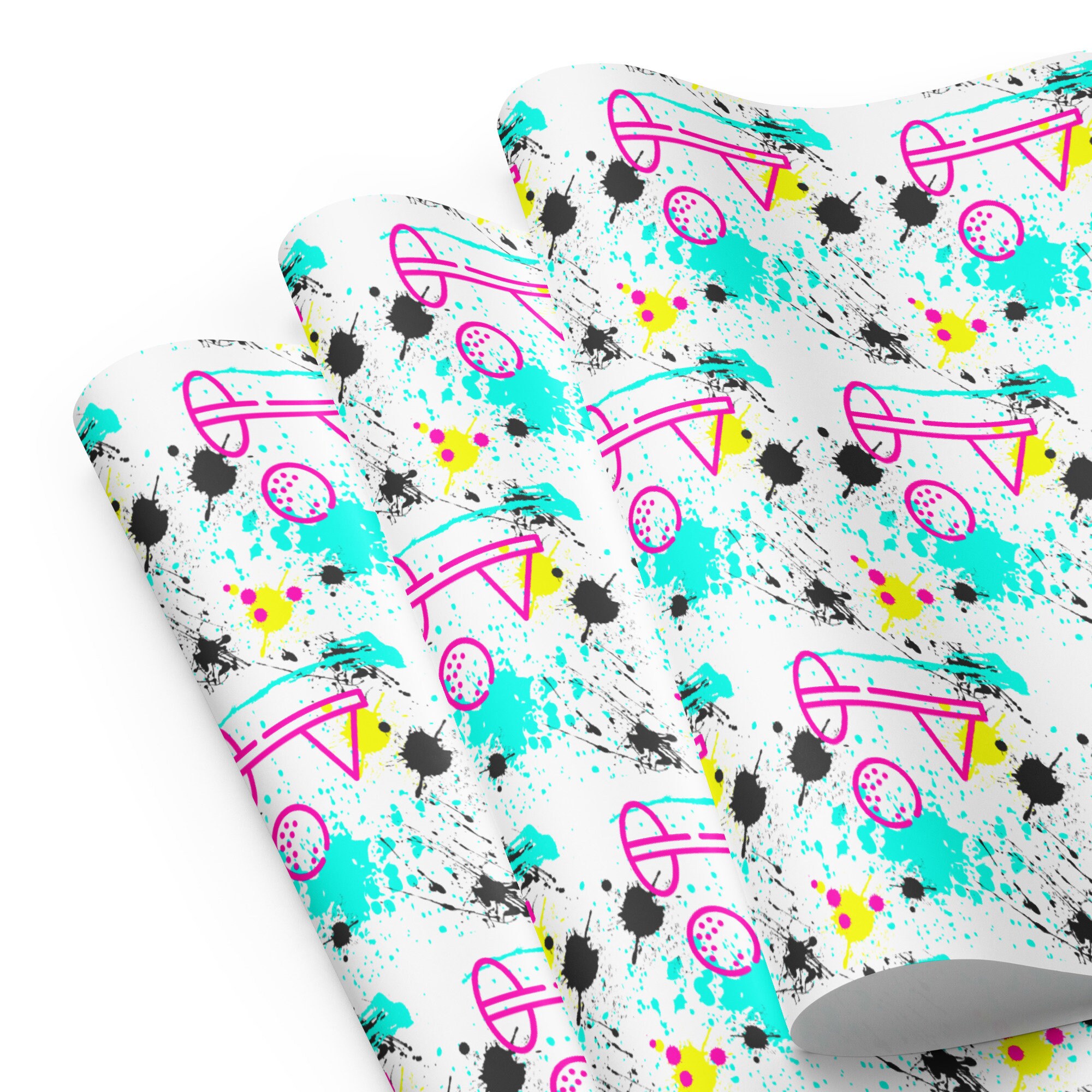Neon Paint Splatter Golf Themed Wrapping Paper- Gift Paper for ...