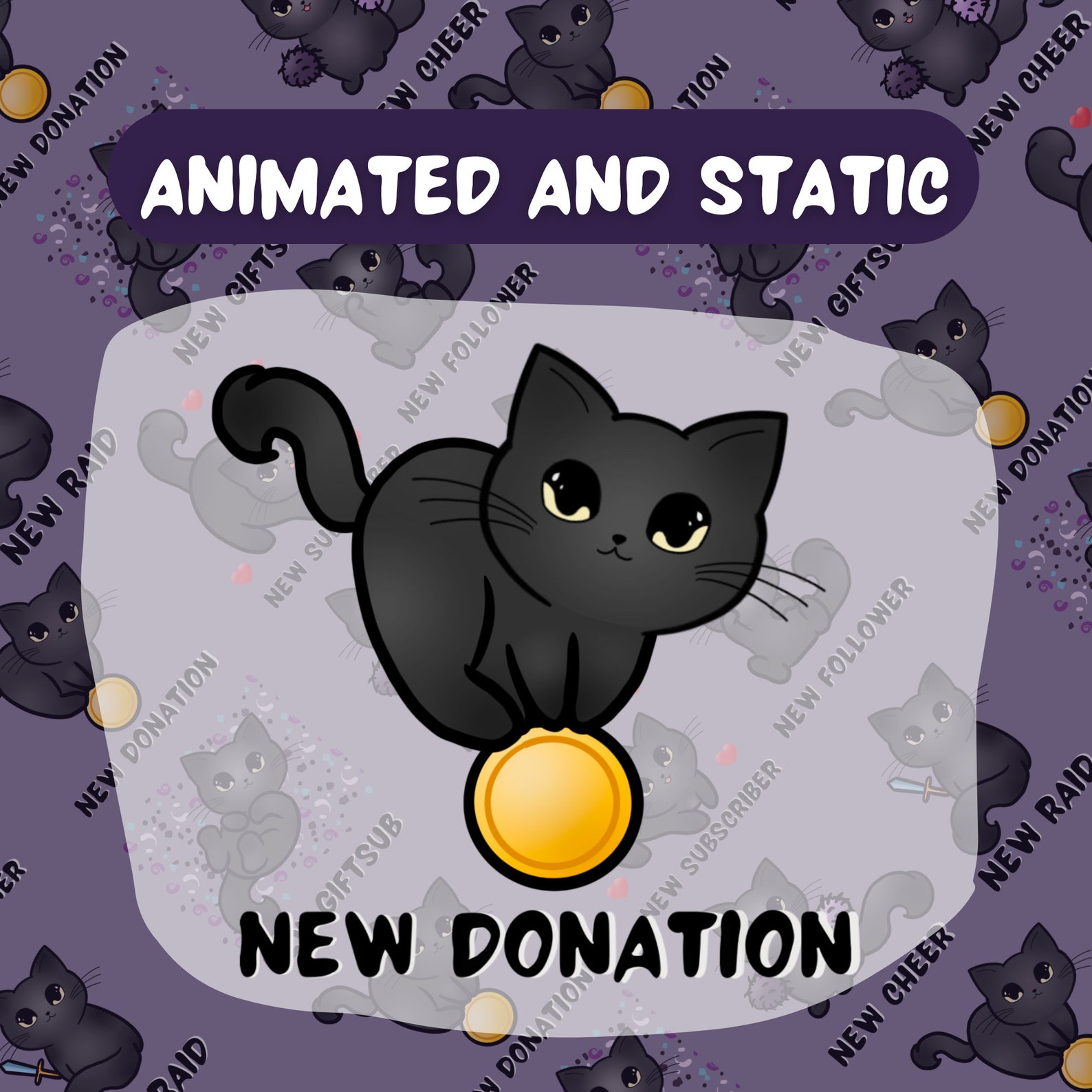 Animated Cat Twitch Alerts Bundle New Subscriber, Follower, Donation ...