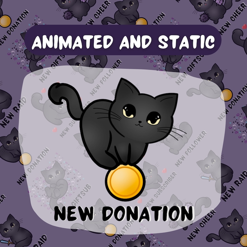 Animated Cat Twitch Alerts Bundle New Subscriber Follower - Etsy